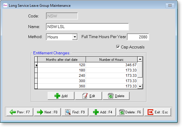 Exo Payroll - Long Service Leave Groups