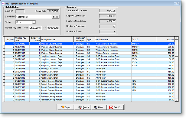 Exo Payroll - Pay Superannuation