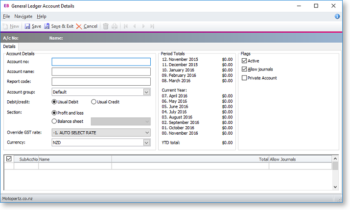 - Setting up GL Accounts