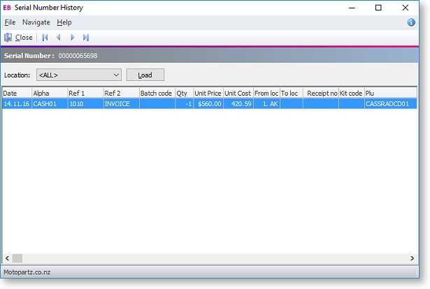 - Serial Number History