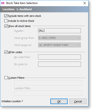 - Initialise a Stock Location