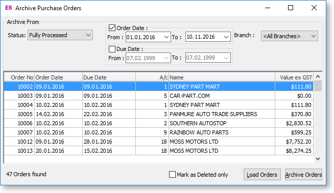 Exo Business Help - Archiving Data