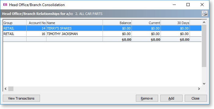 Exo Business Help - Setting up and Viewing Head Office and Branch Accounts