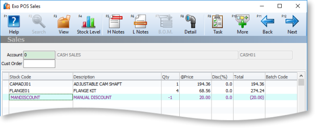 Exo POS Help - Dollar Value Discounts