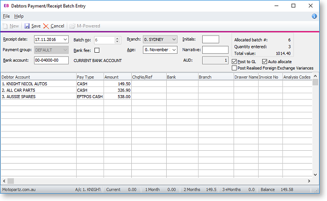 Exo Business Help - Receiving Multiple Debtor Payments