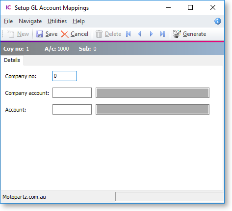Exo InterCompany Help - Defining General Ledger Mappings
