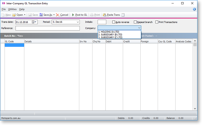 Exo InterCompany Help - InterCompany General Ledger Posting