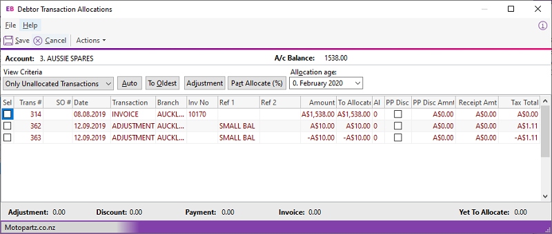 Exo Business Help - Allocating a Debtor Receipt to an Invoice