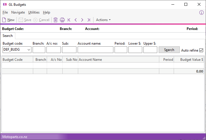 Exo Business Help - Setting Up the GL Budgeting Tool