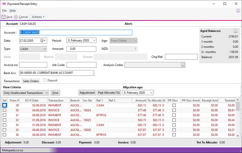 Exo Business Help - Receiving a Debtor Payment