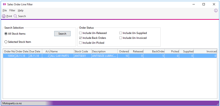 Exo Business Help - Searching for Sales Orders