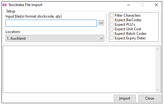 Exo Business Help - Import Stock Take