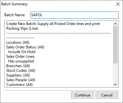 Exo Distribution Advantage Help - Creating a Sales Order Batch