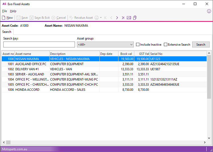 Exo Fixed Assets Help - Locating an Asset