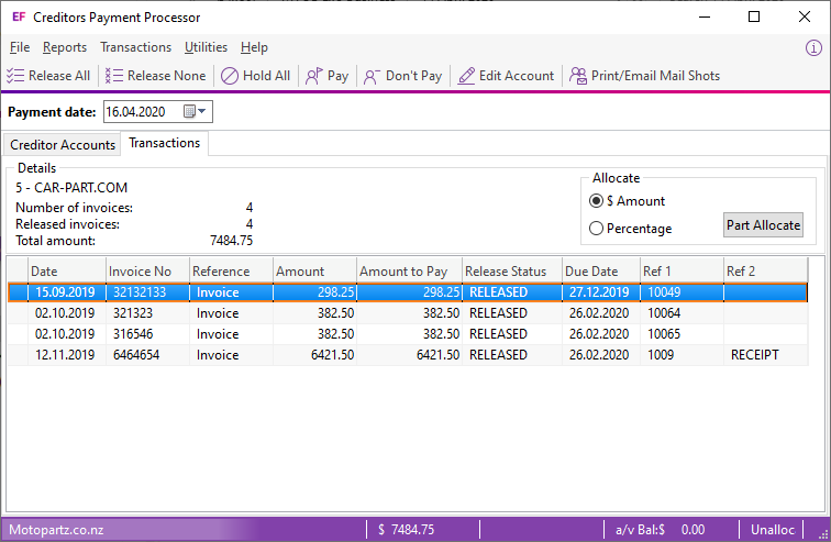 Exo Business Help - Release Invoices for Payment
