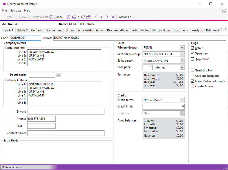 Exo Business Help - Debtors Master