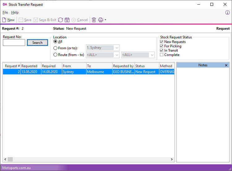Exo Distribution Advantage Help - Making Stock Transfer Requests