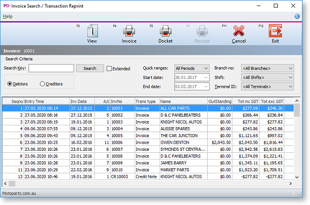 Exo POS Help - Reprinting Invoices and Receipts