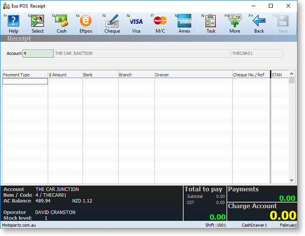 Exo POS Help - Processing a Receipt