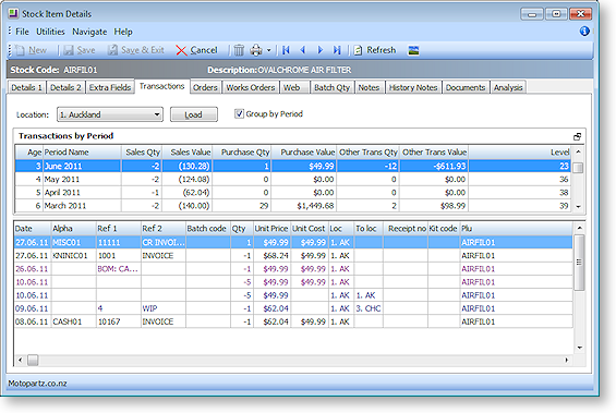 Viewing Stock Transactions