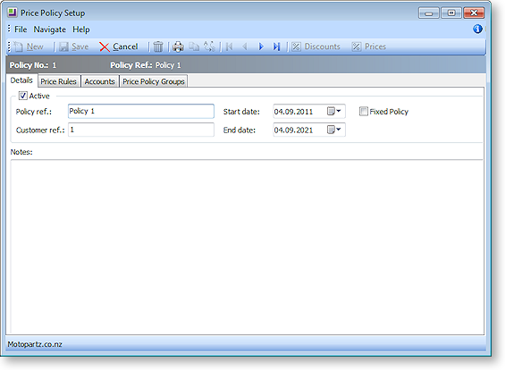 Adding a Debtor Price Policy Group to a Price Policy