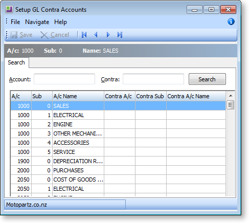 Specifying GL Contra Accounts