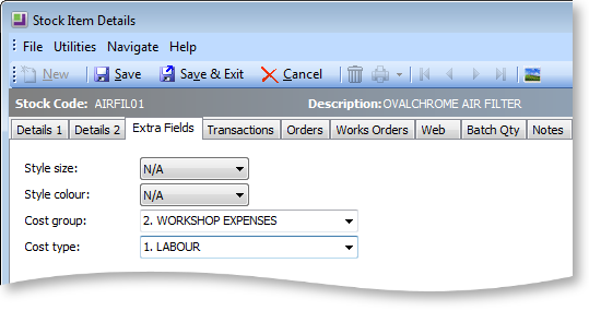 Cost Group and Cost Type Defaults