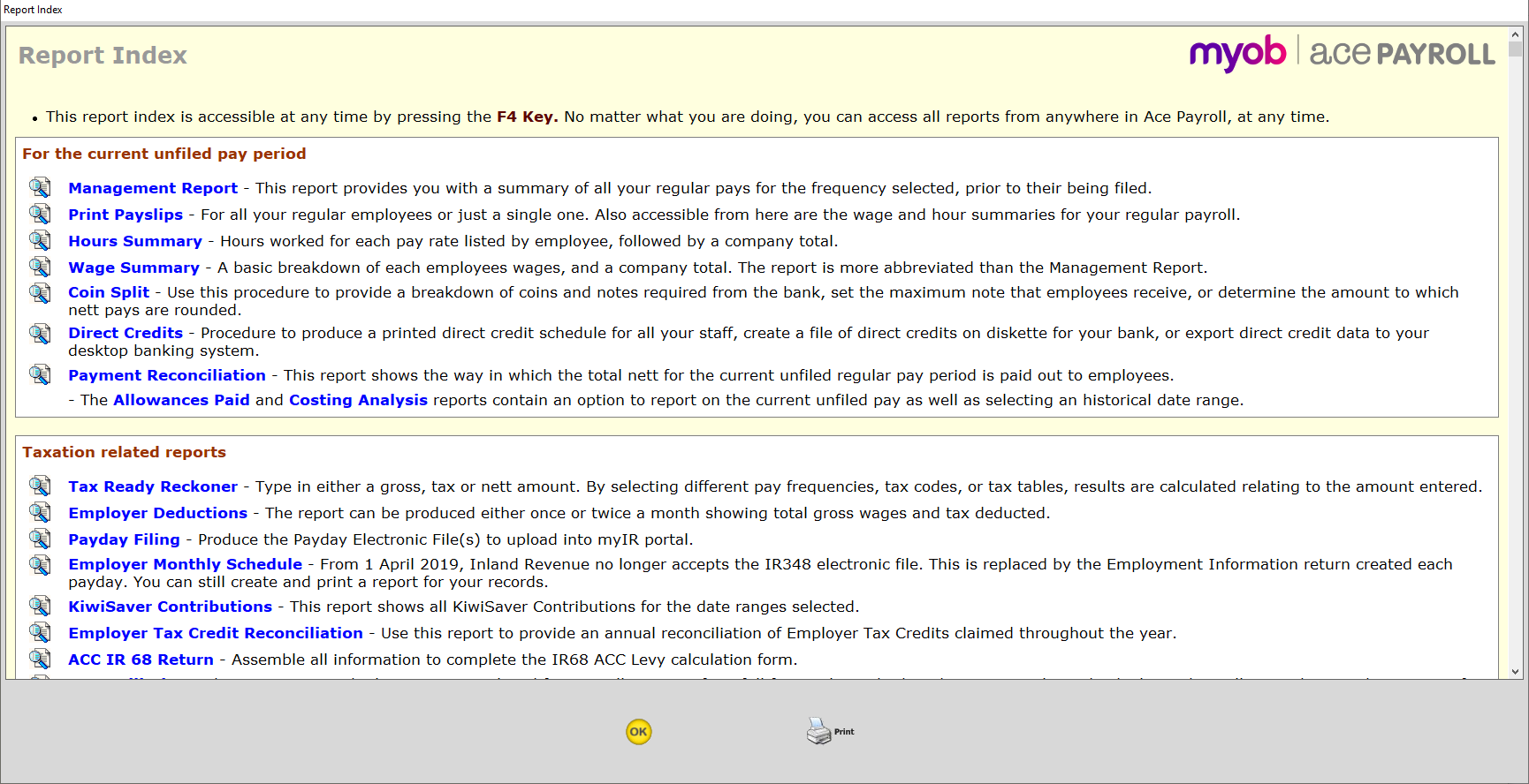 Open the Report Index