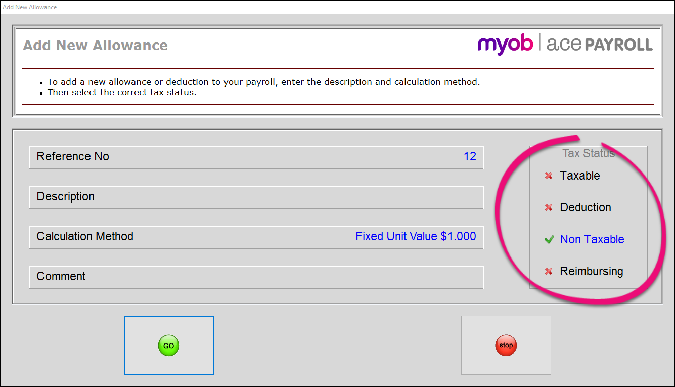 Set up a GST allowance