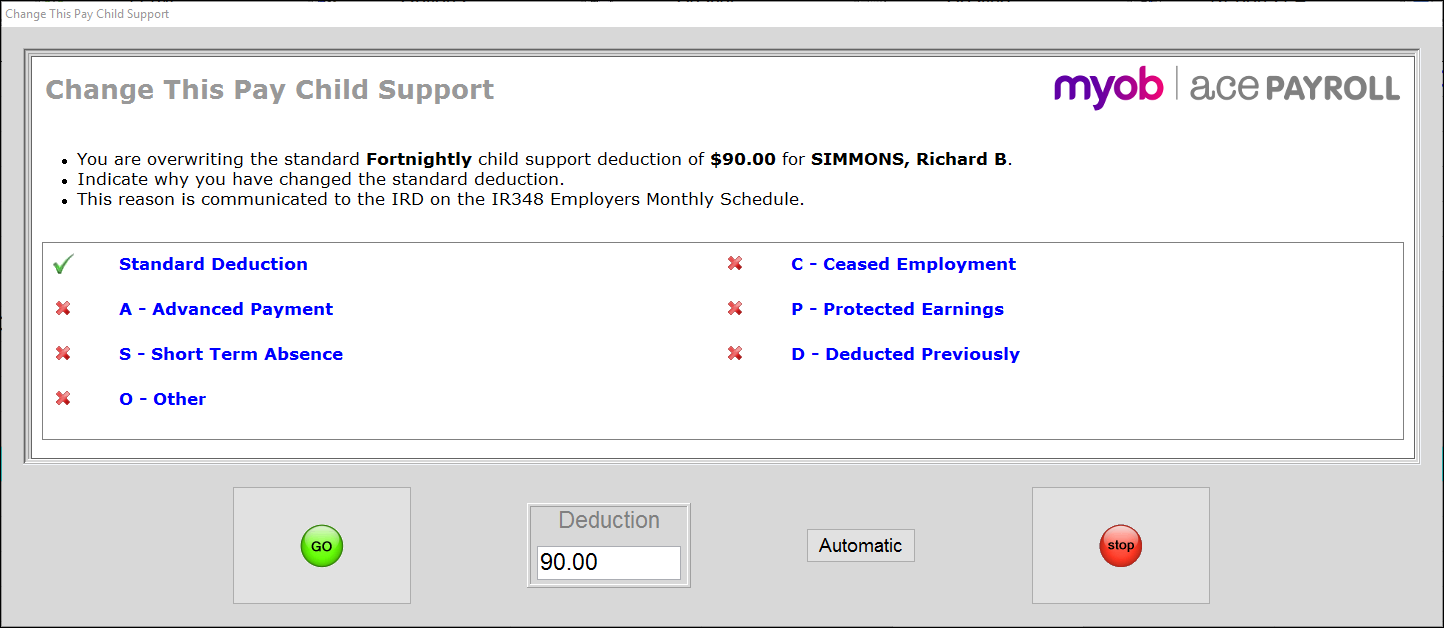 Set or adjust a child support payment