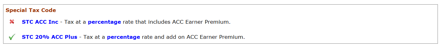 Tax code entry