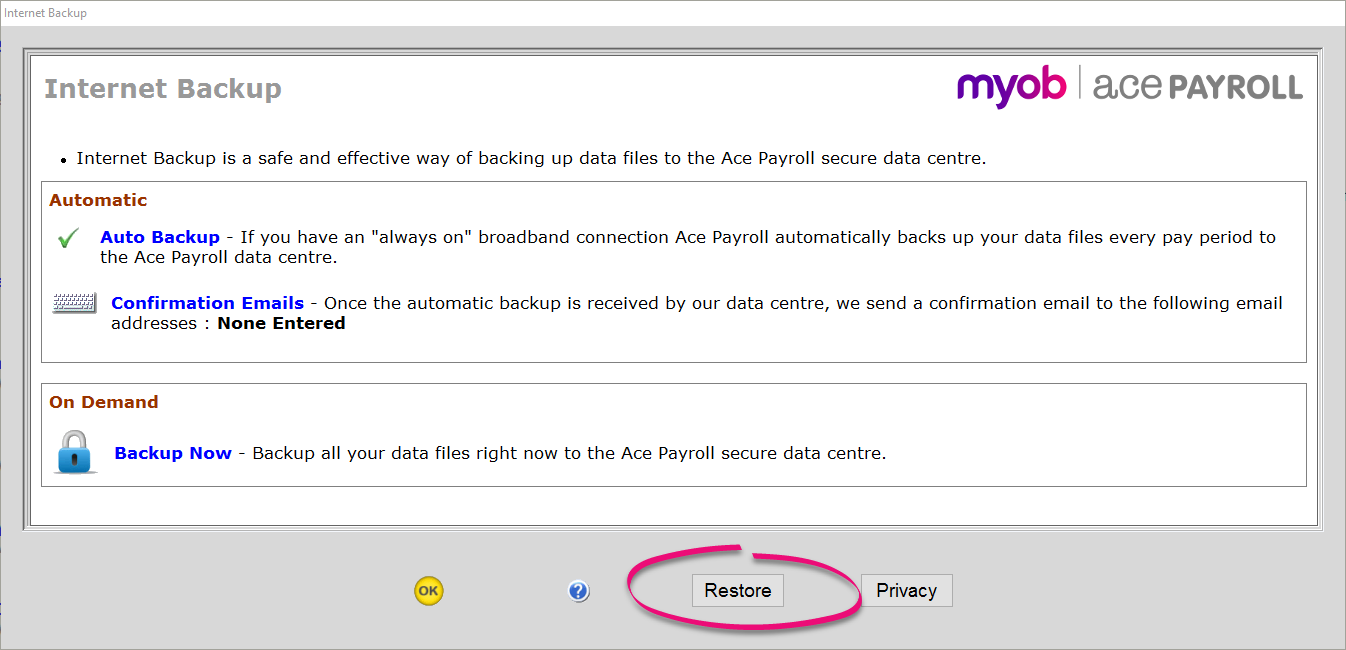 Transfer Ace Payroll to another computer