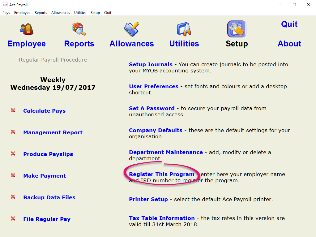 2. Register Ace Payroll