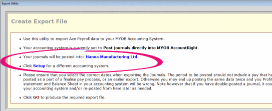 Exporting to MYOB accounting software