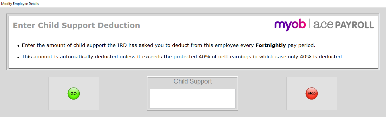 Set or adjust a child support payment