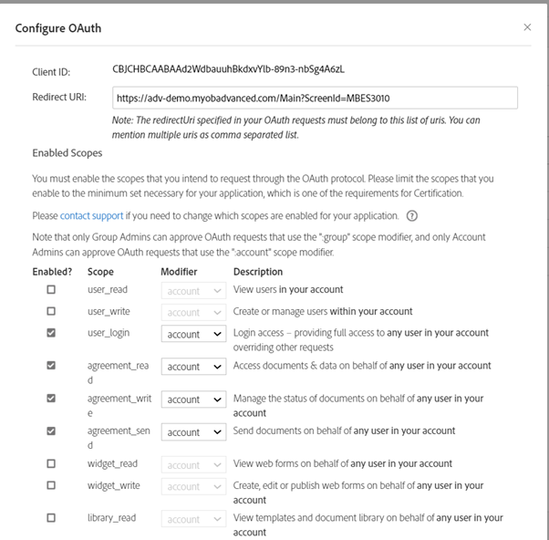 MYOB Acumatica Adobe E-sign