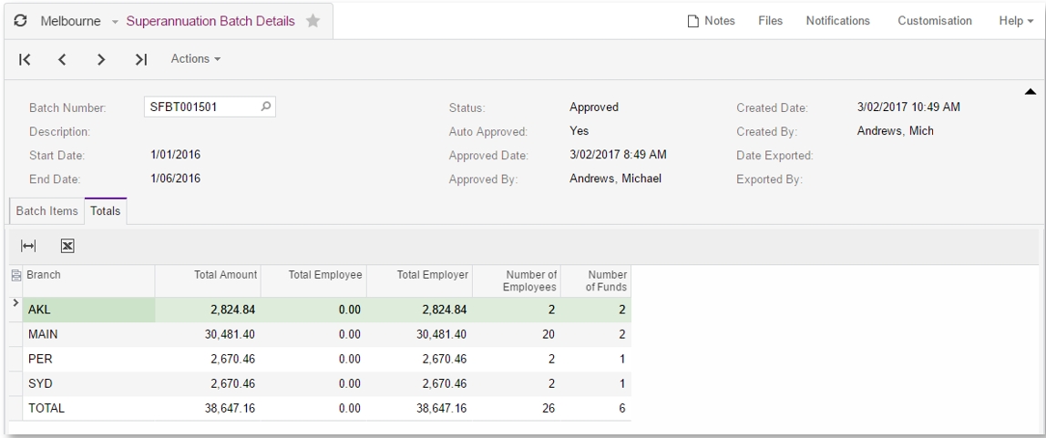 Payroll multi-branch GL