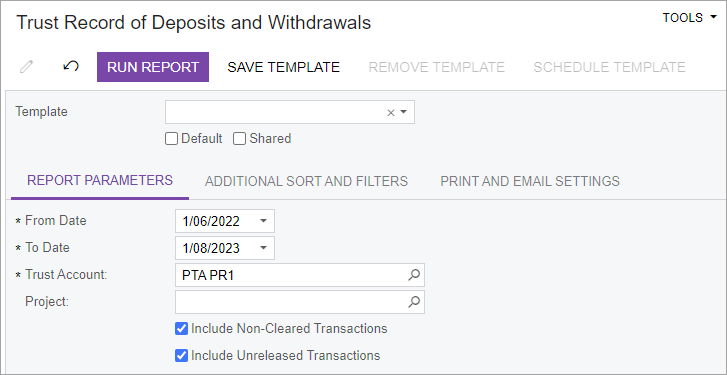 Trust account reporting