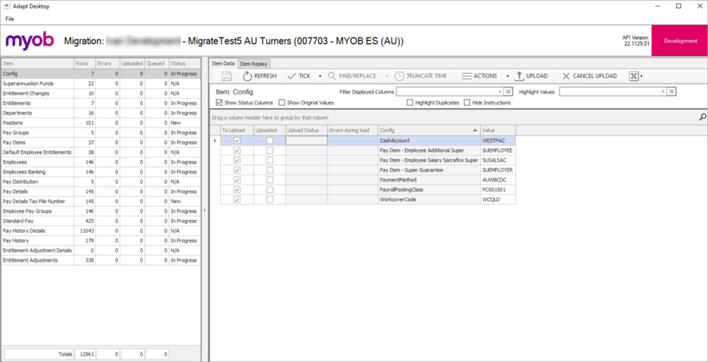 3. Reviewing data and uploading it to MYOB Acumatica
