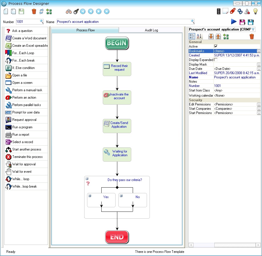 MYOB Greentree Desktop - Example - Business Process Manager